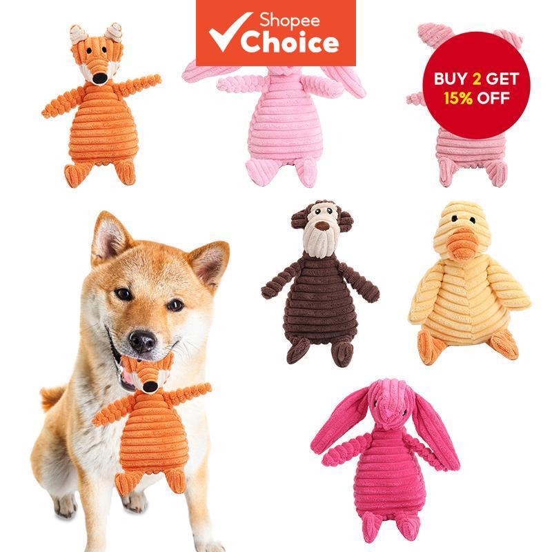 Cute animal shaped plush dog toys, chew-resistant teething interactive ...
