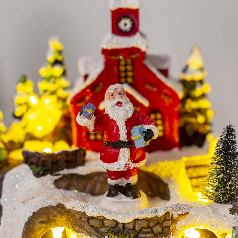 Christmas Themed Music Box With Moving Train Santa Claus Rotation LED ...