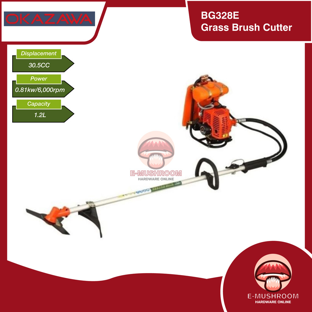 Okazawa BG328E Gasoline Brush Cutter 30.5CC (2-Stroke / Heavy Duty ...