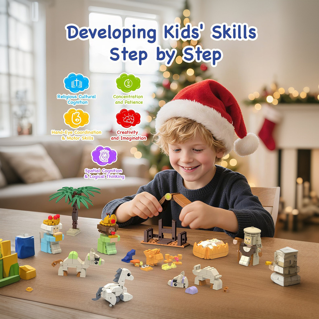 Christmas Nativity Advent Calendar 2025 Building Blocks Christian Scene ...