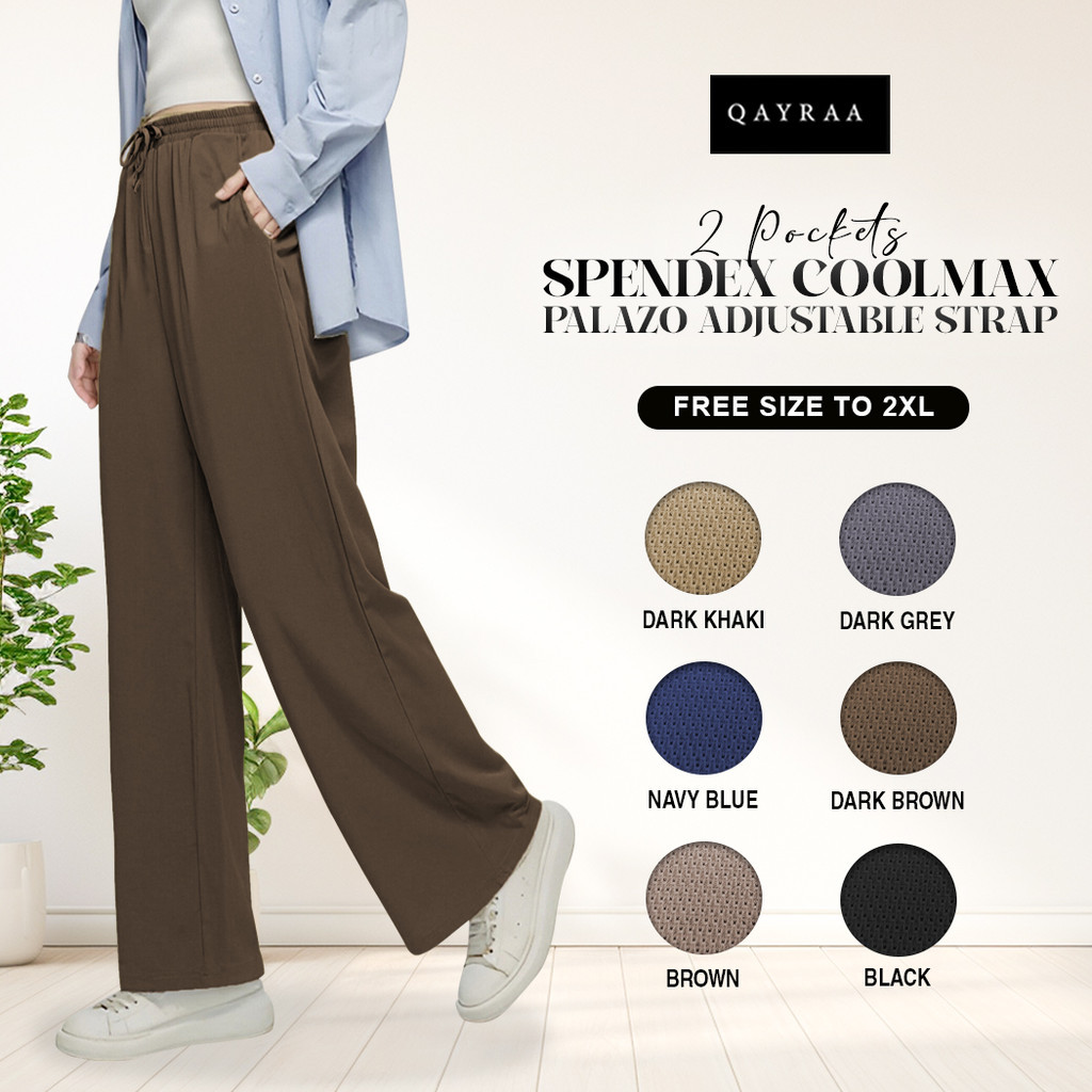 【NEW】QAYRAA ZUKA 2 Pockets Palazzo Tali Adjustable/Seluar Wanita Slack ...