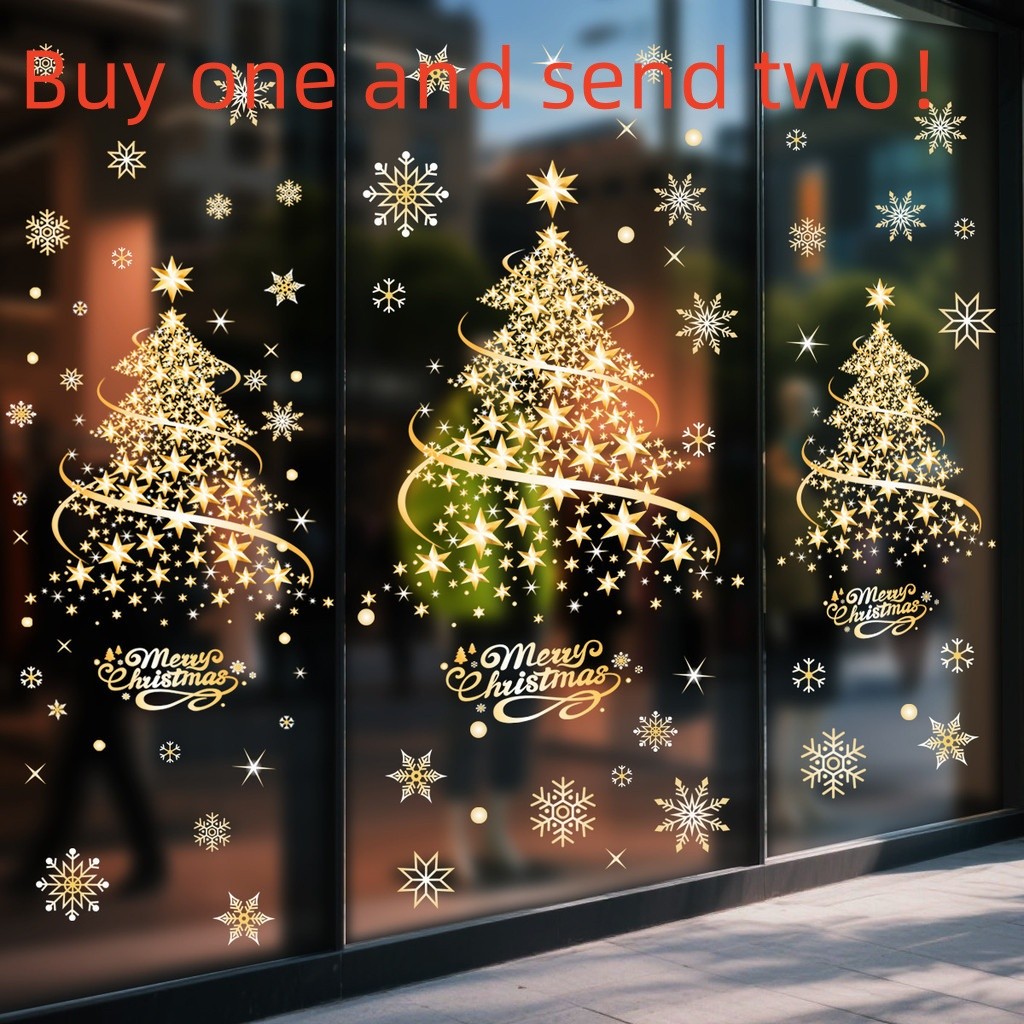 Christmas Stickers Gold and Silver Christmas Tree Cross-Border Hot ...