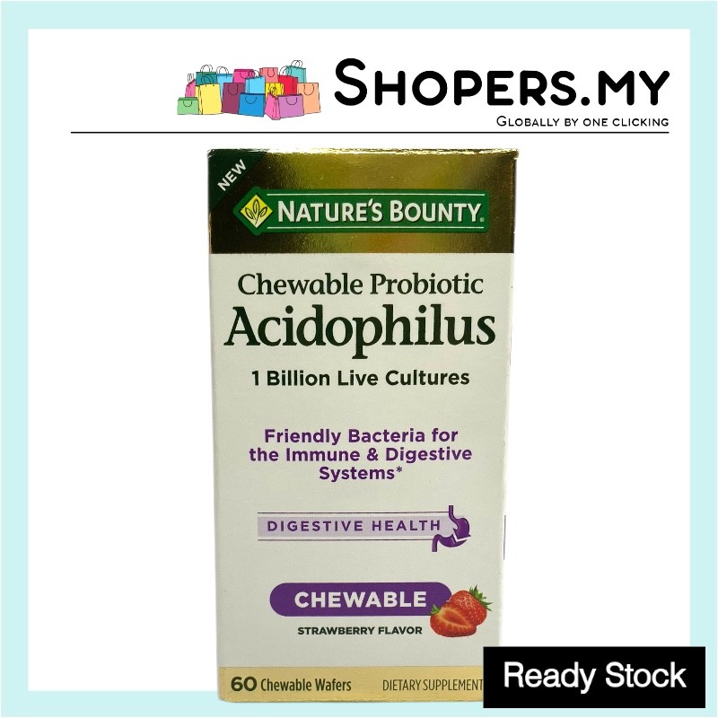 Nature's Bounty Chewable Probiotic Acidophilus with 1 Billion Live ...
