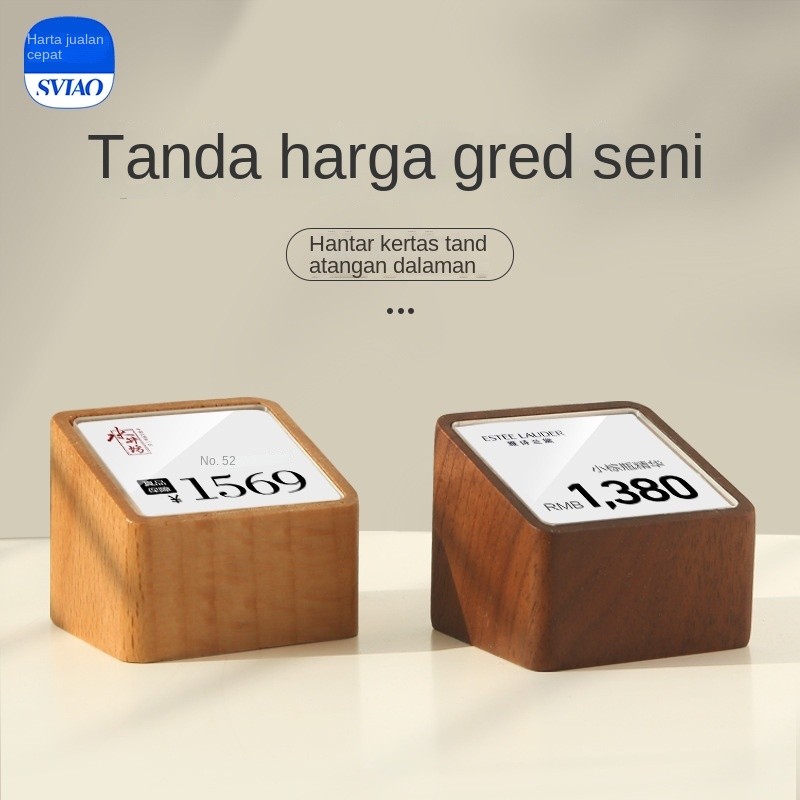 Wooden Price Display Card Creative Product Price Tag Table Sign Tea Set ...