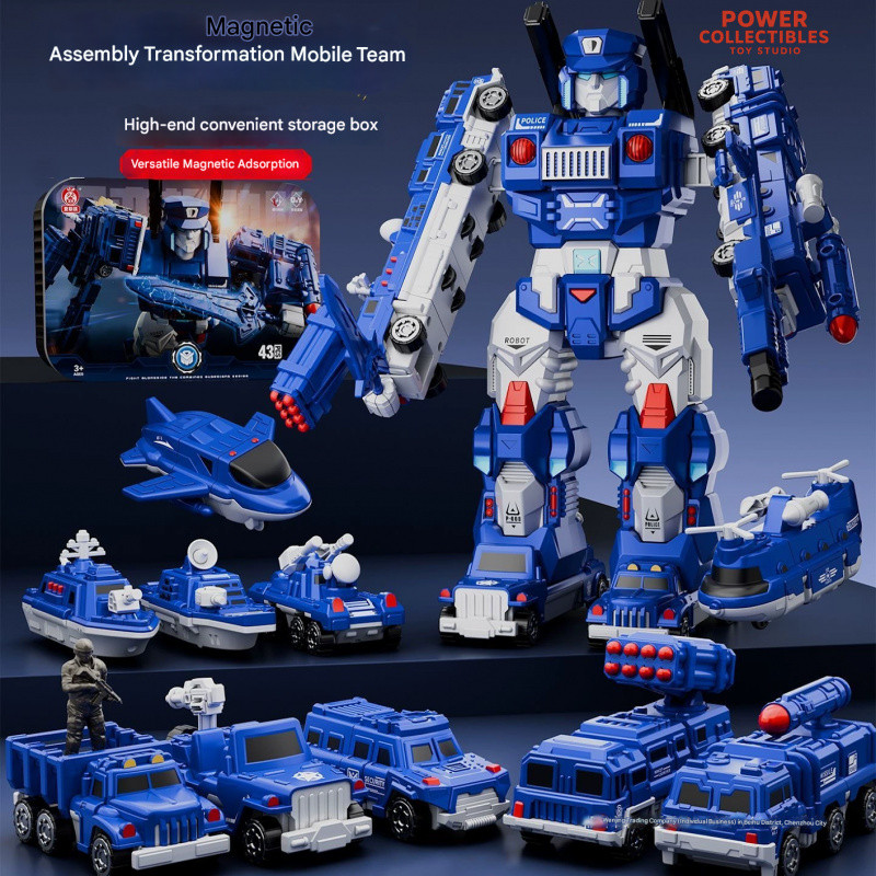 Magnetic Assembly Transformation Robot Toy Set - Police Themed Mobile ...