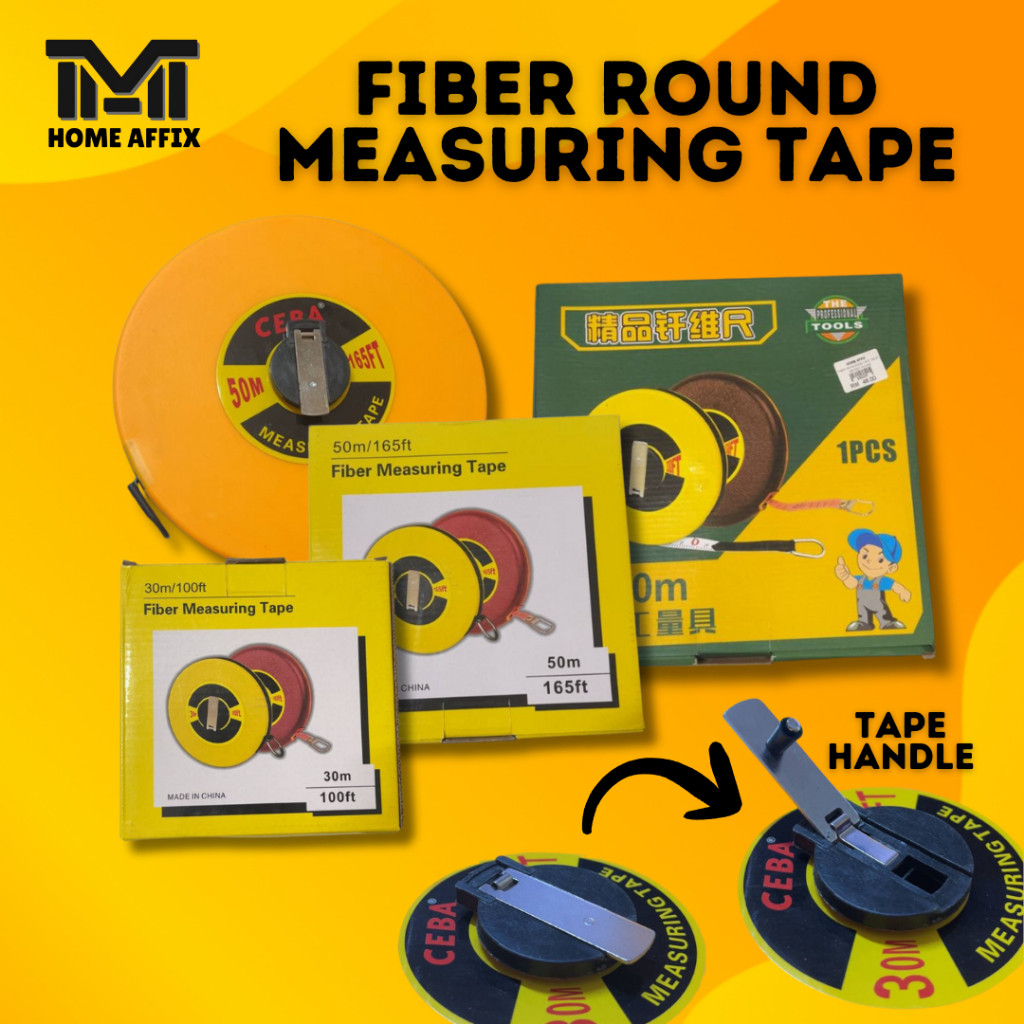 Home Affix Fiber Measuring Tape 30m/50m Handheld Round Measuring Tape for Construction ...