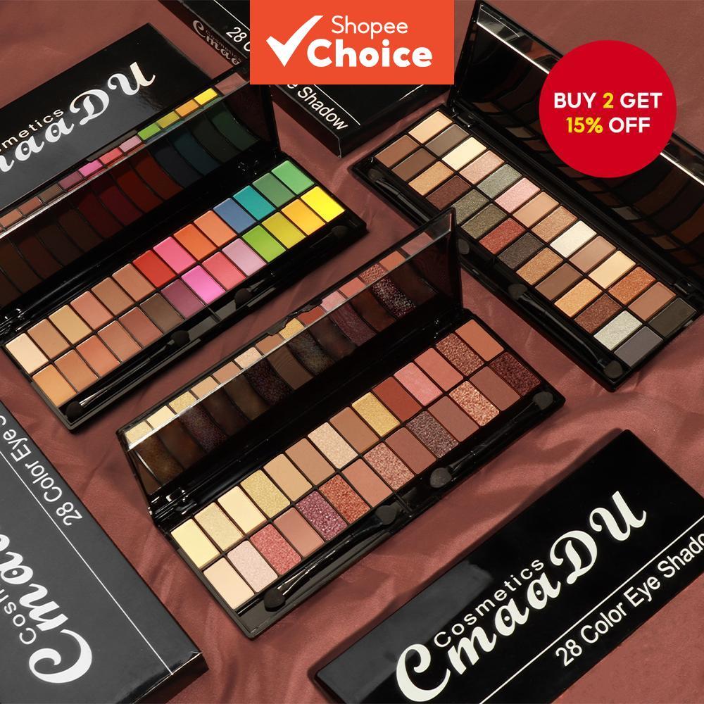 CmaaDu 28 Color Matte Pearl Eyeshadow Palette Stage Makeup Set Durable ...