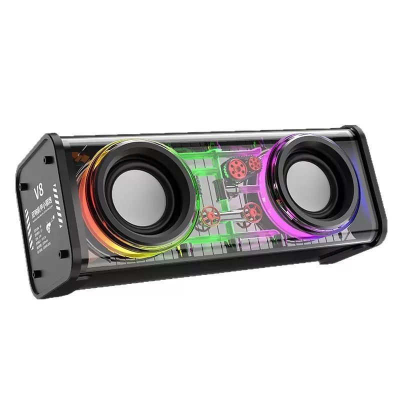 Transparent Bluetooth V8 Speaker Small Steel Cannon LED Wireless 3D ...