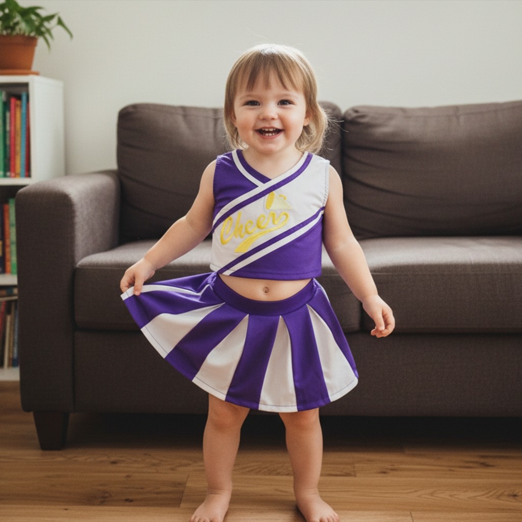 LJW-Toddler Little Girl Cheerleading 2 Piece Set Outfit Contrast Color ...