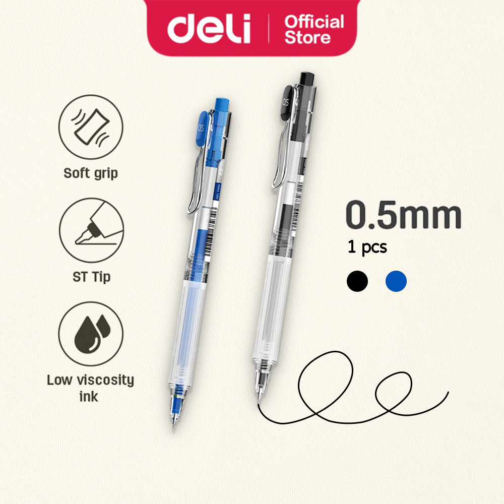 Deli Gel Pen 0.5mm ST Tip Comfort Grip Smooth Writing Office School ...