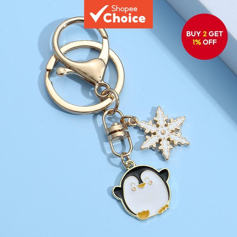 New Design Keychain Lovely Penguin Snowflake Key Ring Enamel Key Chains ...