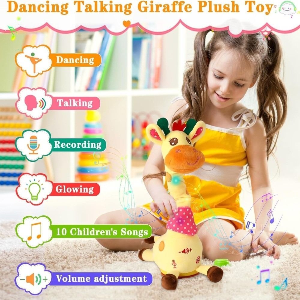 Repeating What You Say Dancing Talking Giraffe Toy with 10 Songs Plush ...