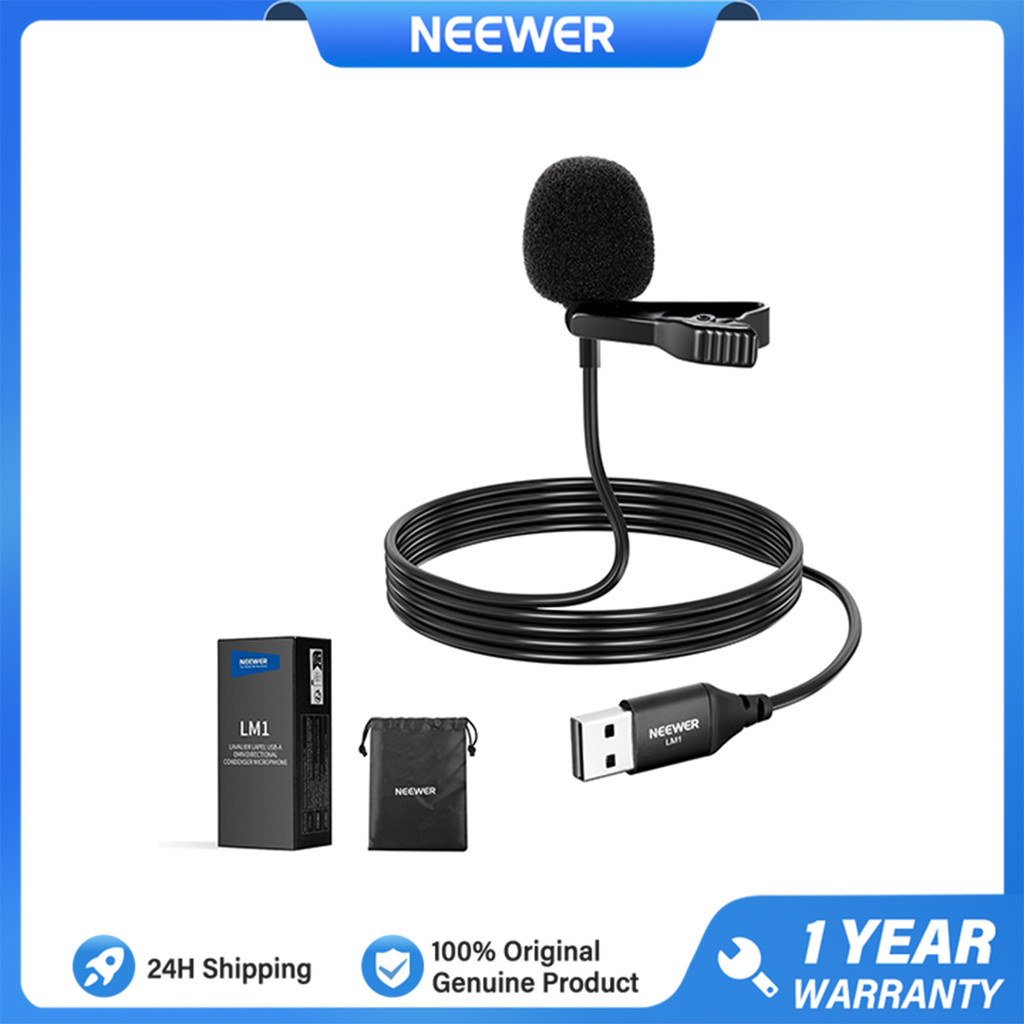 NEEWER LM1 USB A Plug & Play Lapel Mic 2m Cable for Mac/Windows Vlog ...