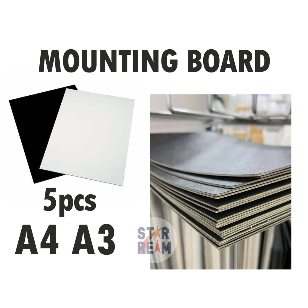 A3 A4 Black Mounting Board (5pcs) Papan Pemodelan Kad Hitam/ Modeling ...