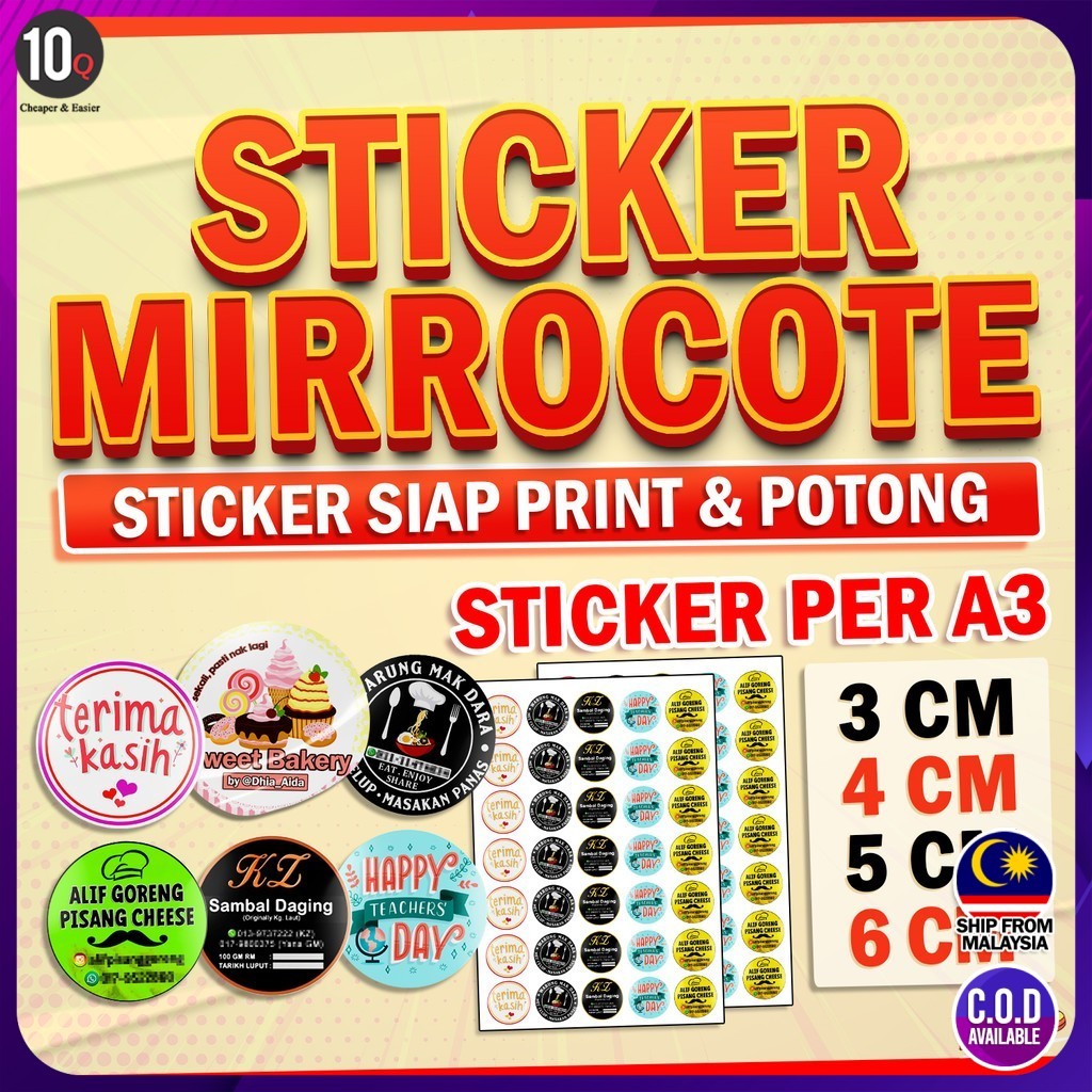 10Q Sticker Custom Murah! – Design Ikut Suka | Die Cut / Mirrorkote ...