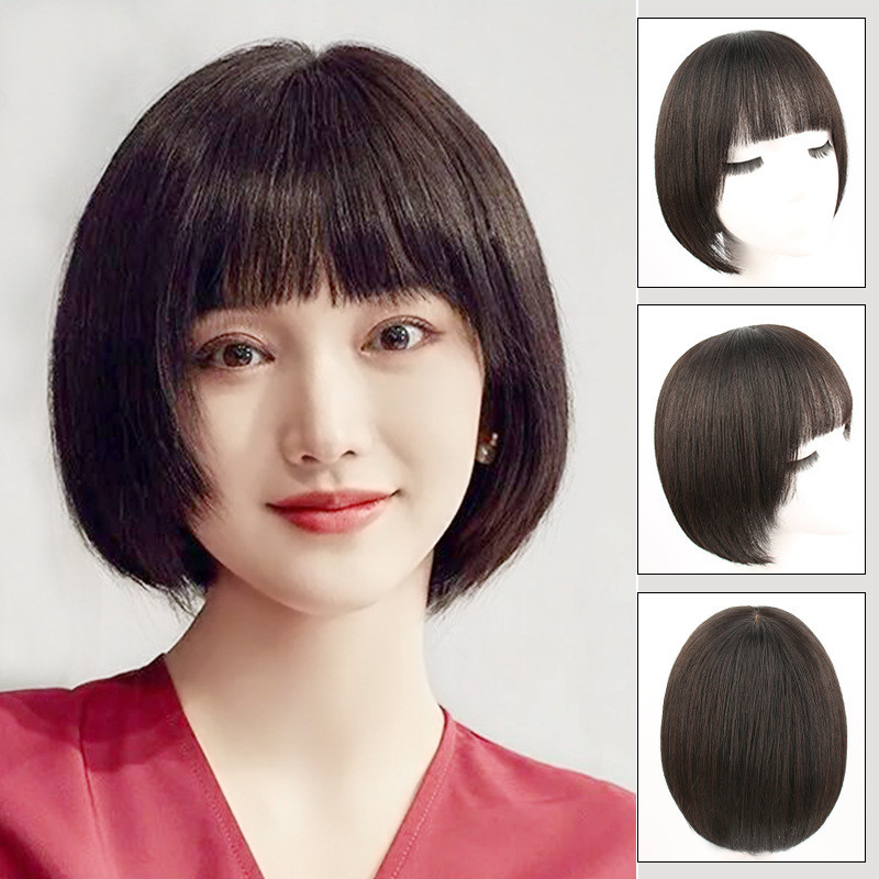 Human Hair Voluminous BOBO Wig Fashionable short hair, breathable mesh ...