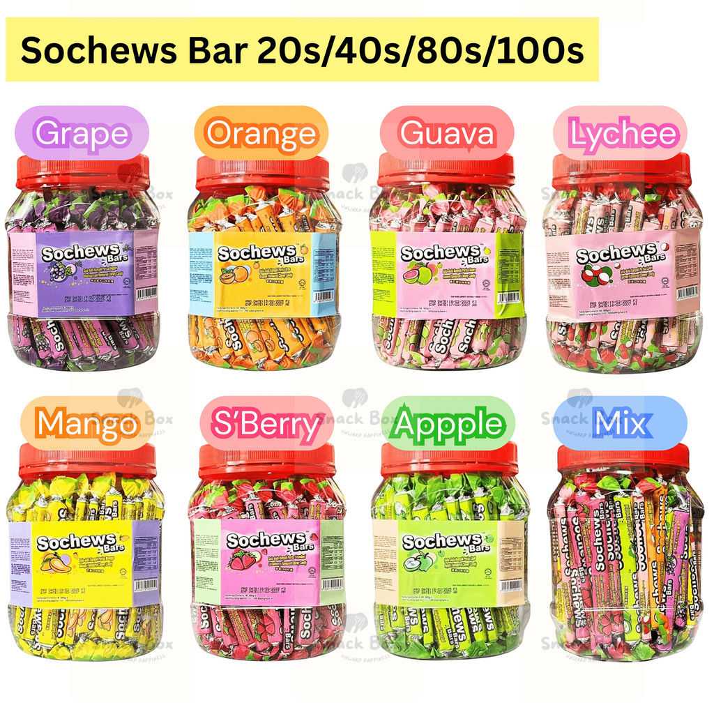 [HALAL] Sochews Long Bars Chewy Candy 20s / 40s / 80s / 100s Mix Fruit ...