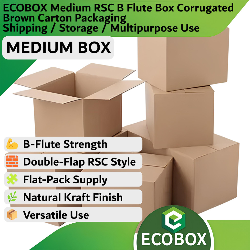 EcoBox - Medium RSC B Flute Box | Corrugated Brown Carton Packaging ...