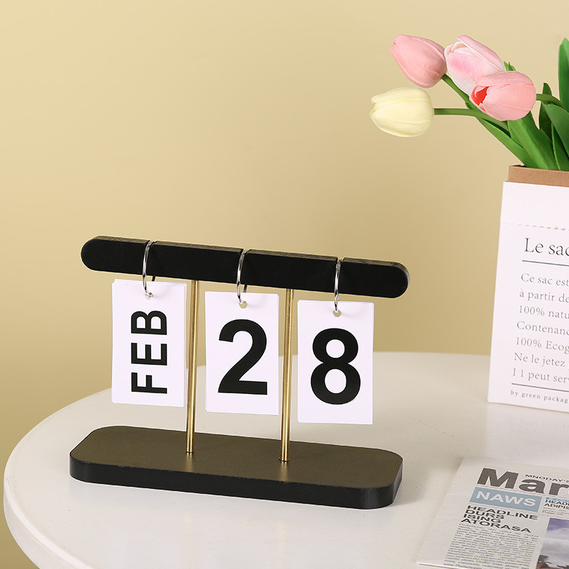 Gift Flip Decoration Bedroom Calendar Wooden Modern Minimalist ...