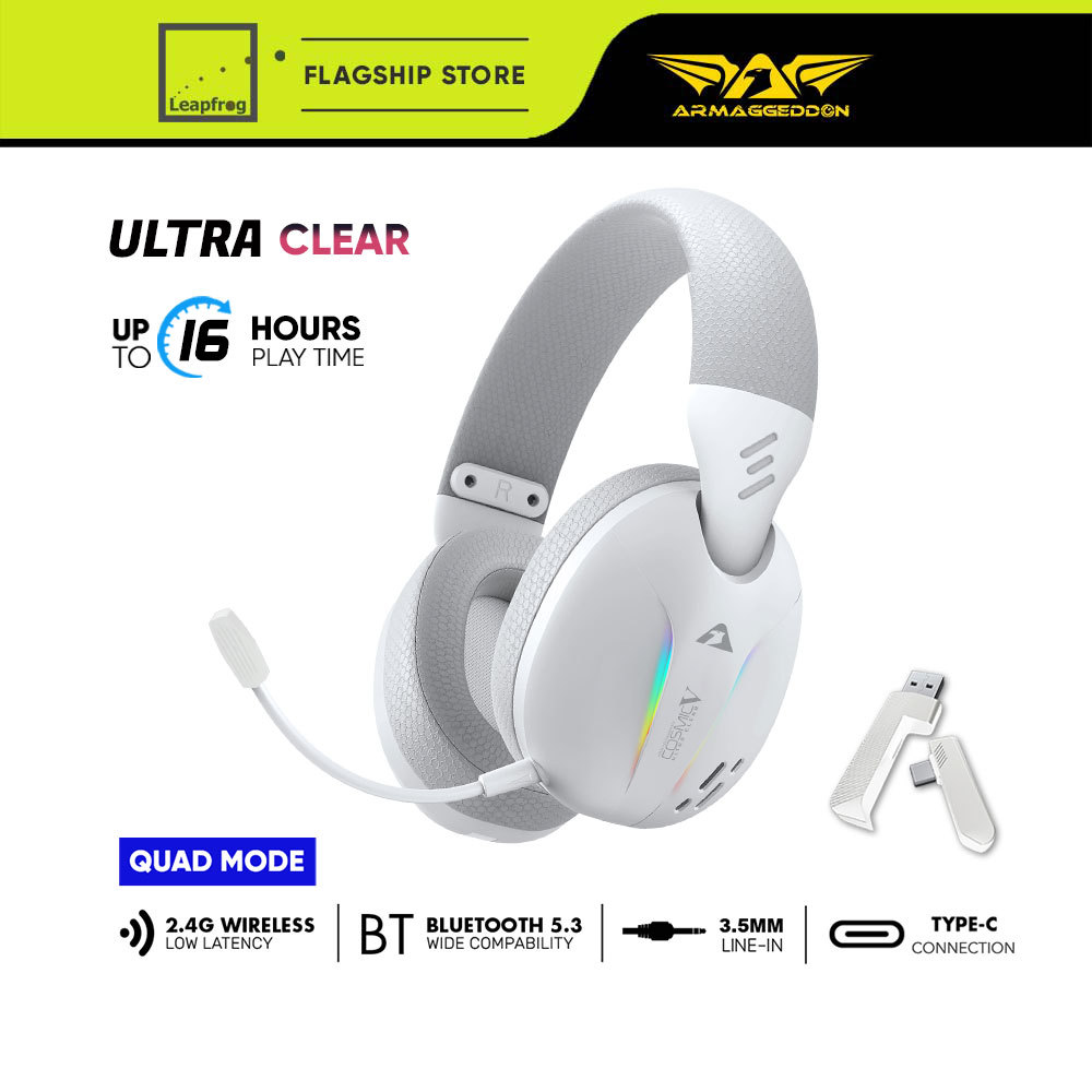 Armaggeddon Cosmic V Bluetooth Wireless 2.4G RGB Gaming Headset With ...