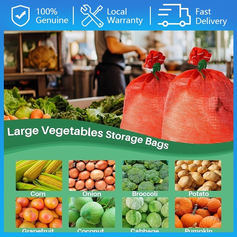 10PCS Large Vegetables Storage Bags Strong Drawstring Reusable Mesh ...