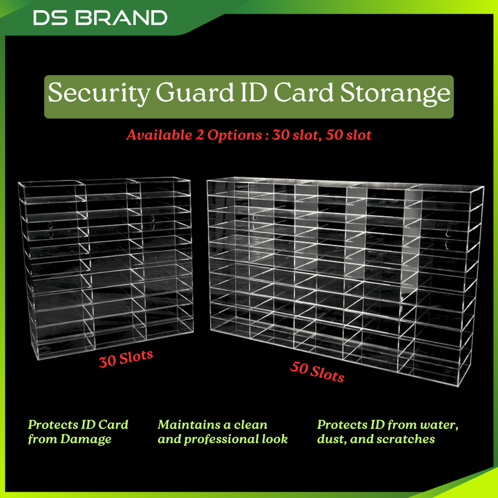 Acrylic ID Card Storage / Rak Kad Akrilik 50 Slot Guard House Security ...