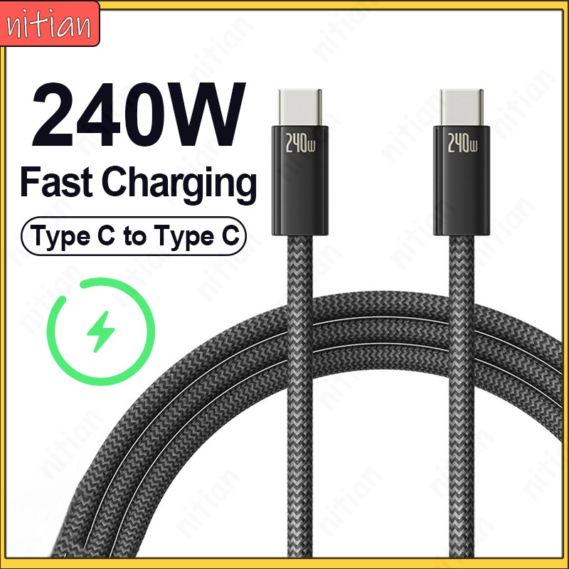 Type C to Type C PD240W Super Fast Charging Cable Nylon Weaving Data ...
