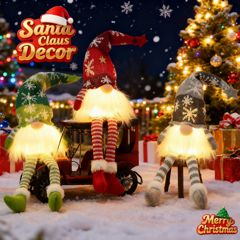 Glowing Christmas Faceless Doll Santa with Light Elf Gnome Glow Plush ...