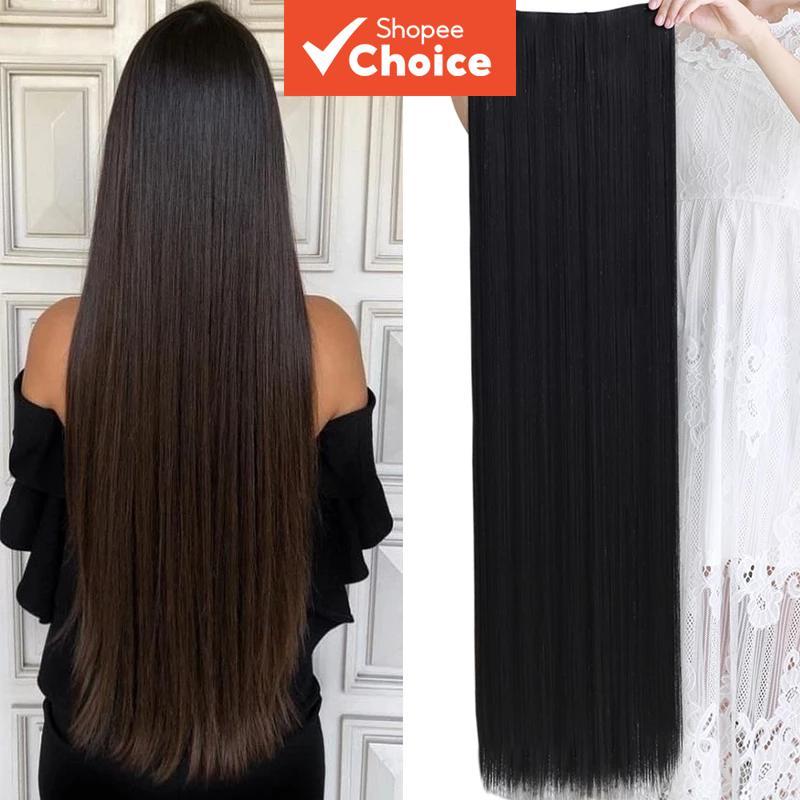 Super Long Straight Clip In Hair Extension | Invisible Synthetic ...