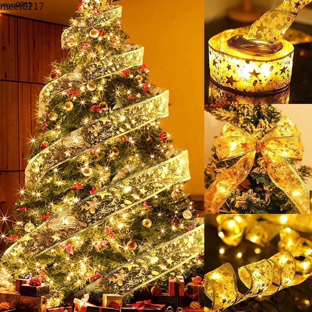 4M Christmas LED Ribbon String Ribbon Lights Battery Powered /Tree ...