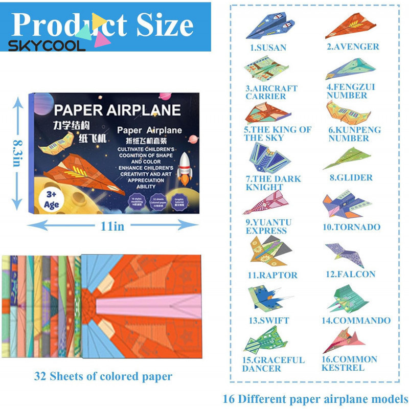 Origami Paper for Planes Kids Paper Airplane Origami Kit DIY 3D Flying ...