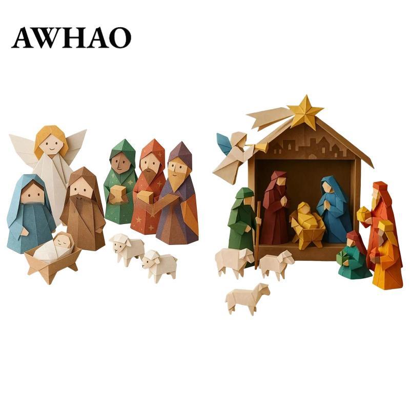 [AWHAO] DIY Paper Nativity Scene Easy to Fold Fun Origami Kit 3D ...