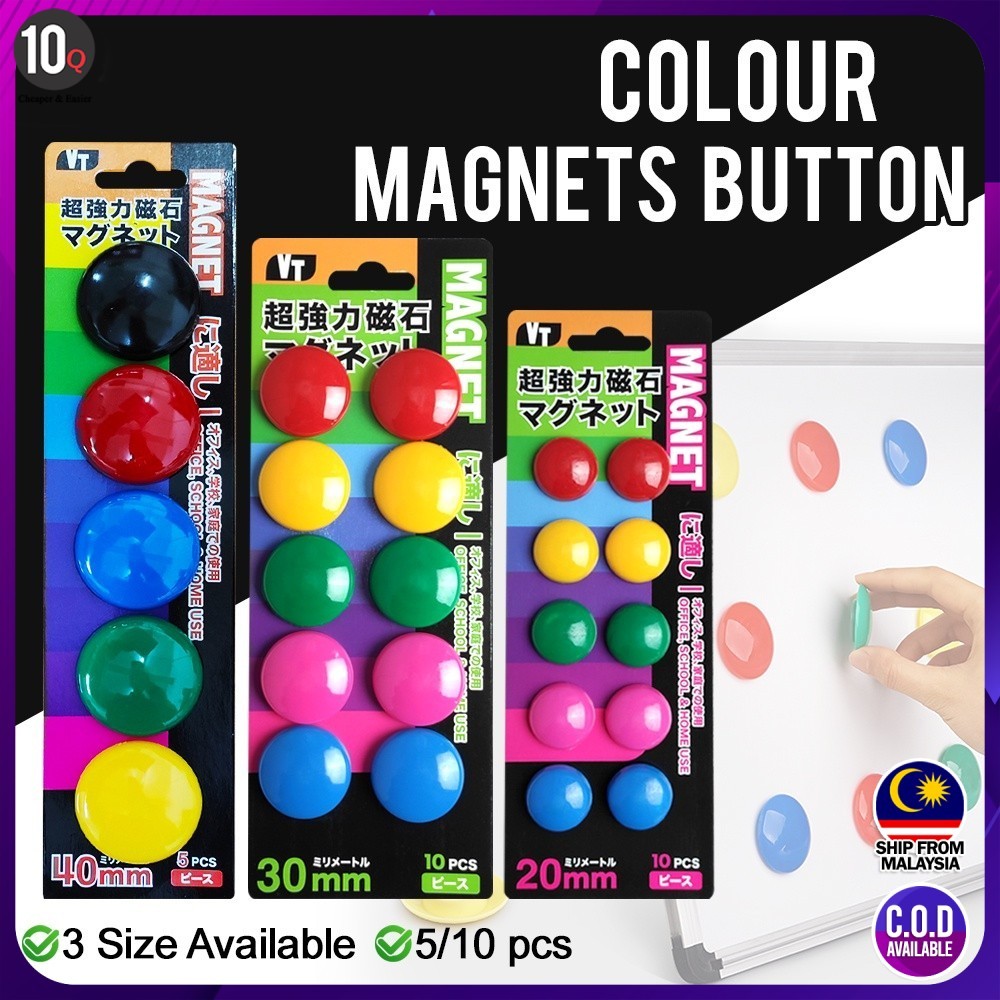 10Q Color Magnets Button 20mm/30mm/40mm Whiteboard Magnet Fridge Magnet ...