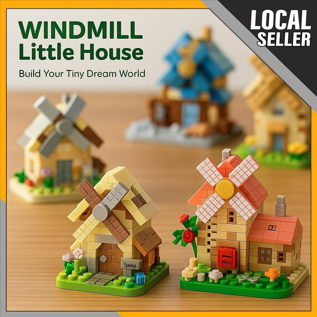 【11.11 Windmill House 】Cute DIY House Building Blocks Four Seasons ...