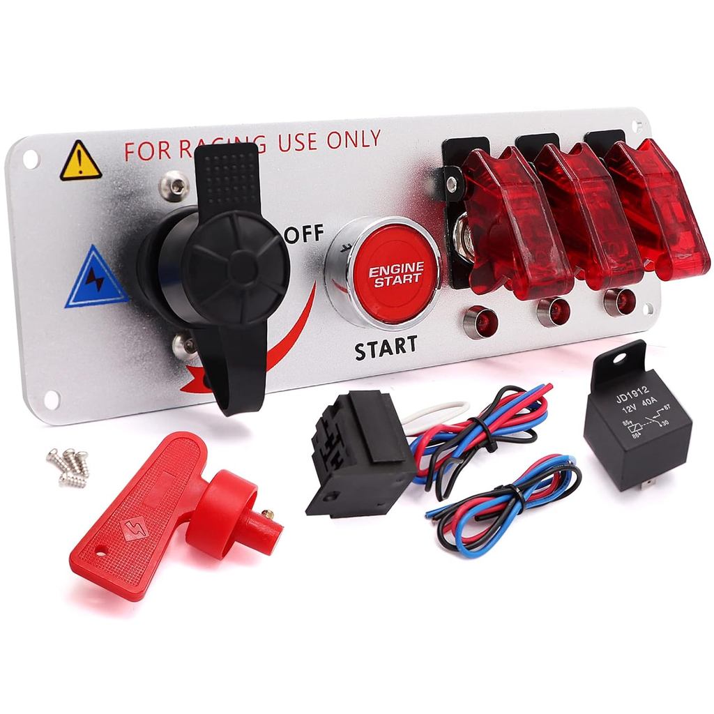 Ignition Switch Panel Kit, 12V Engine Start Push Button 5 in 1 Ignition ...