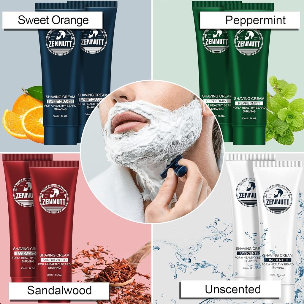Shaving Cream Mens,8 PCS Travel Shave Cream Gift Set Close Shave Luxury ...