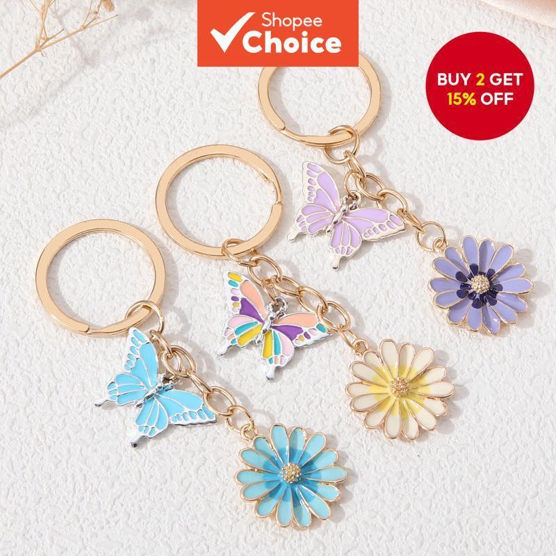 Pretty Flower Butterfly Key chains For Friend Gift Handmade Jewelry ...