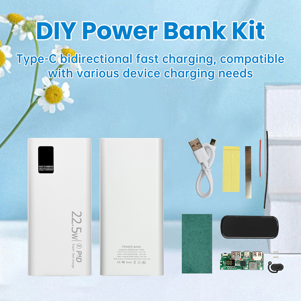 22.5W Fast Charging Power Bank DIY Kit 1260110 Battery Case Power Bank ...