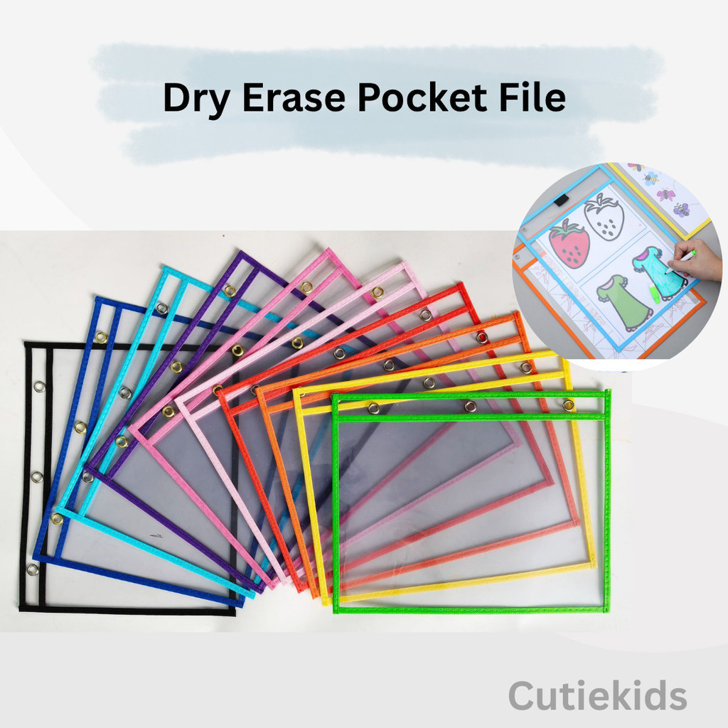 A4 Size PVC Pocket File Dry Erase Folder Whiteboard Marker Pen Early ...