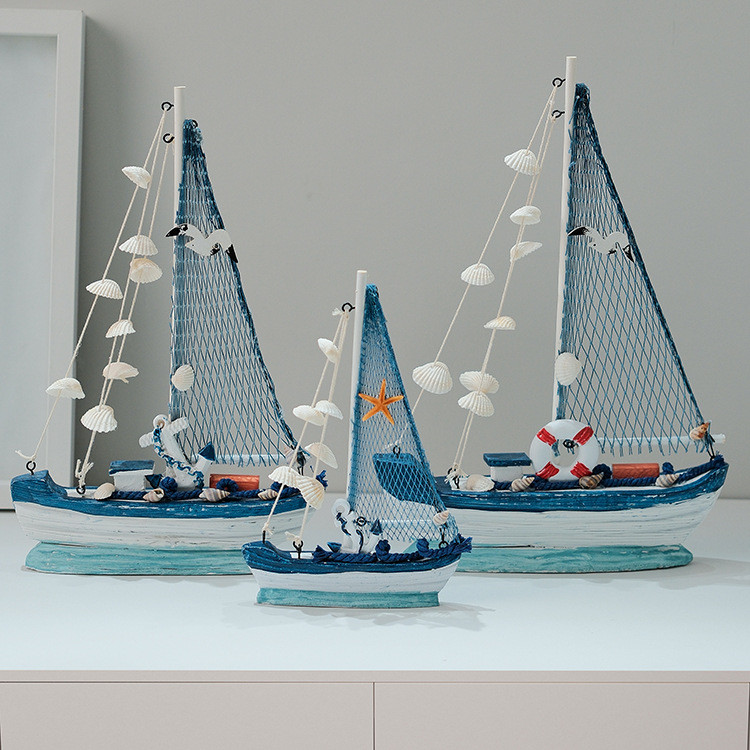 Mediterranean Large Medium Small Solid Wood Carving Shell Sailing ...