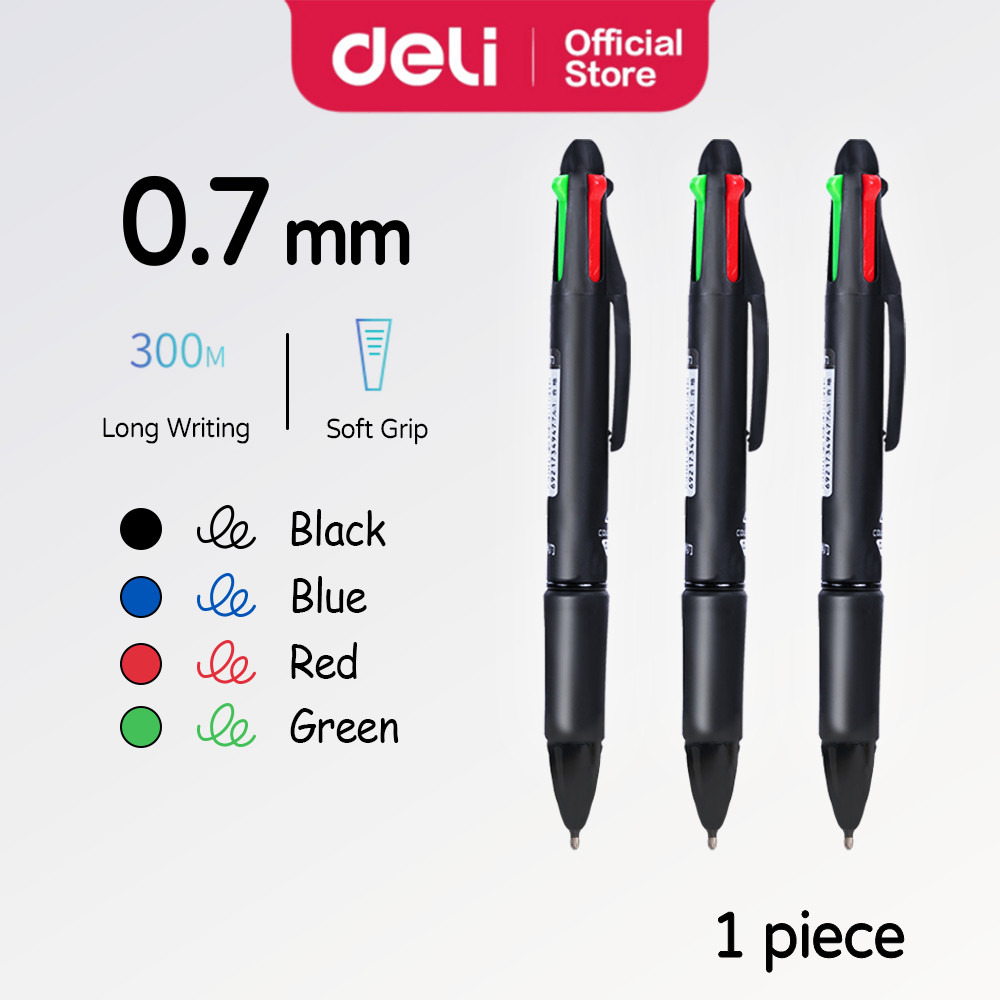 Deli 4-in-1 Multipen Color Ball Pen 0.7mm Gel Ink Ballpoint Multicolour ...