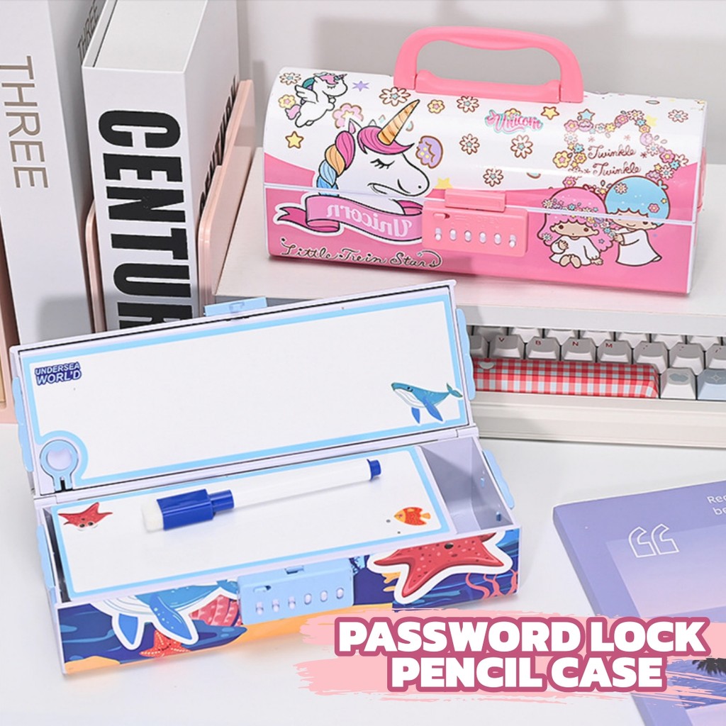 Double-Layer Pencil Case With Password Lock Portable Code Lock Large ...