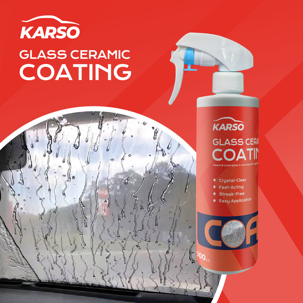 Karso Glass Ceramic Coating (500ml) - Water Repellent Spray (Windshield ...
