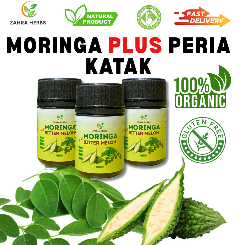 ZAHRA HERBS Moringa Plus Peria Katak Kapsul | Vegetable Capsule No ...