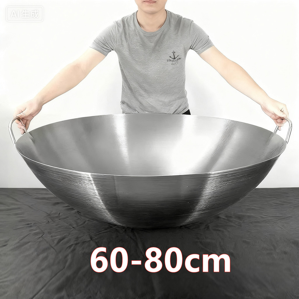 Large Size Stainless Steel Double Ears Non-stick Wok High Quality ...