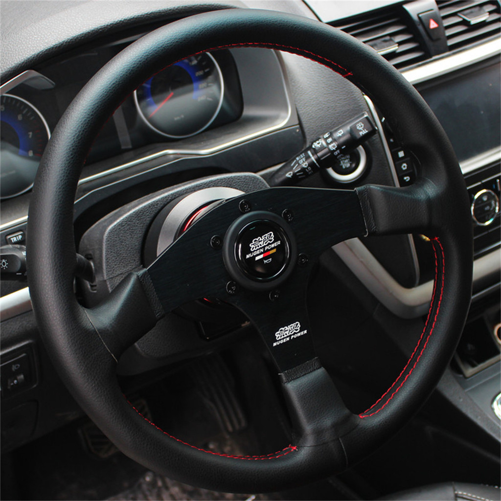 MUGEN Car Racing Steering Wheel Universal Model Racing Leather Steering ...
