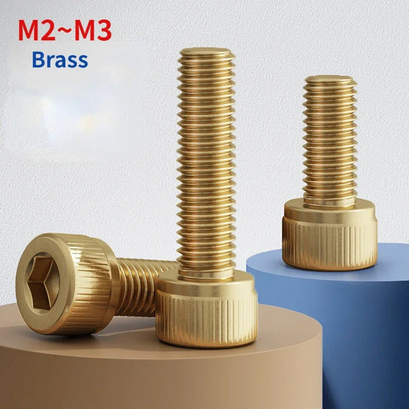 M2–M3 Pure Brass Hex Socket Cap Screws Allen Key Bolts 50Pcs for ...