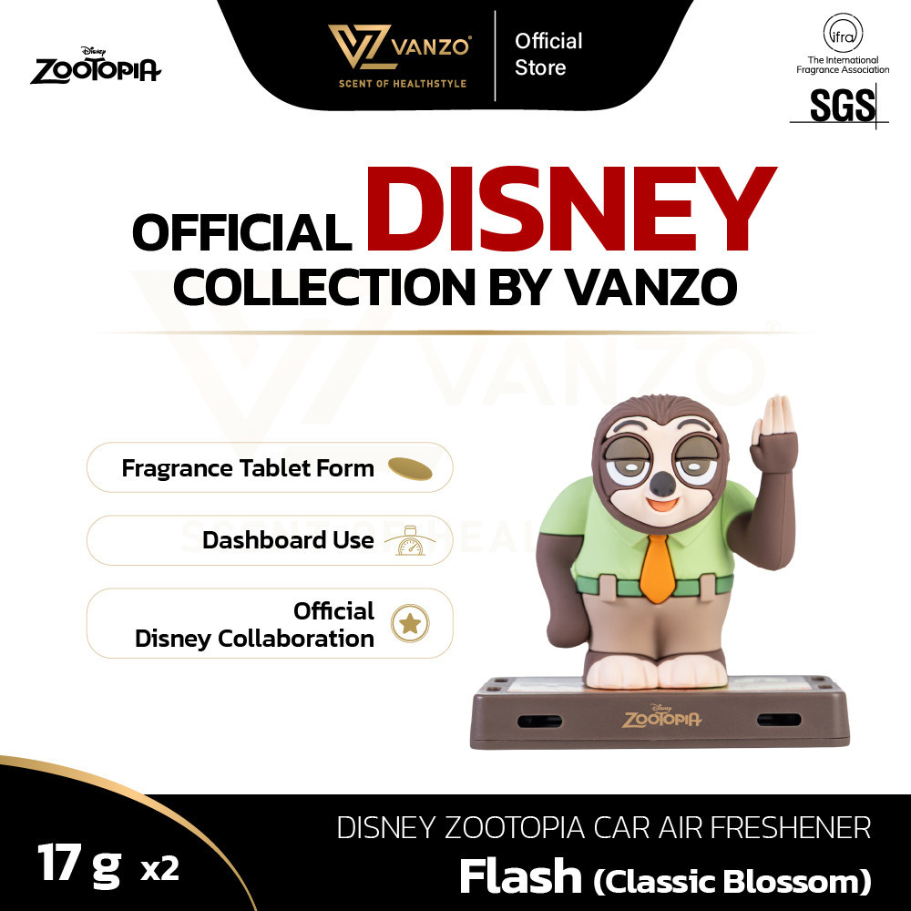VANZO Disney Zootopia Car Air Freshener - Flash / Classic Blossom (17g ...