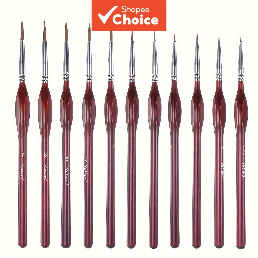 11-Piece Miniature Detail Paint Brush Set with Triangular Handles for ...