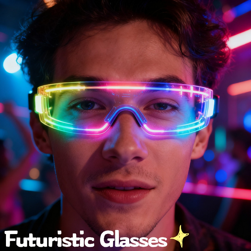 LED Luminous Glasses Light Up Futuristic Glasses Neon Party LED Light ...